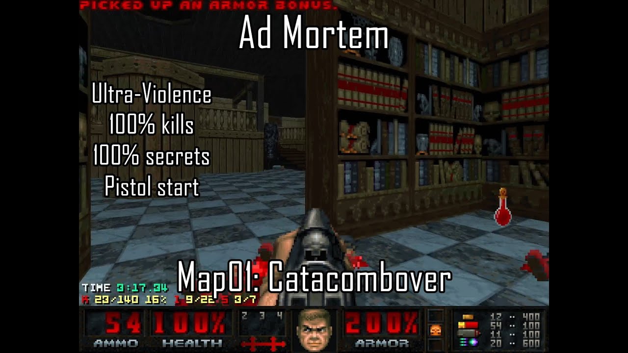 Doom II: Ad Mortem - Map01: Catacombover (Ultra-Violence 100%) - YouTube