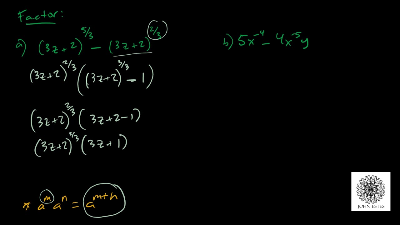 How to Factor with Fraction and Negative Exponents - YouTube