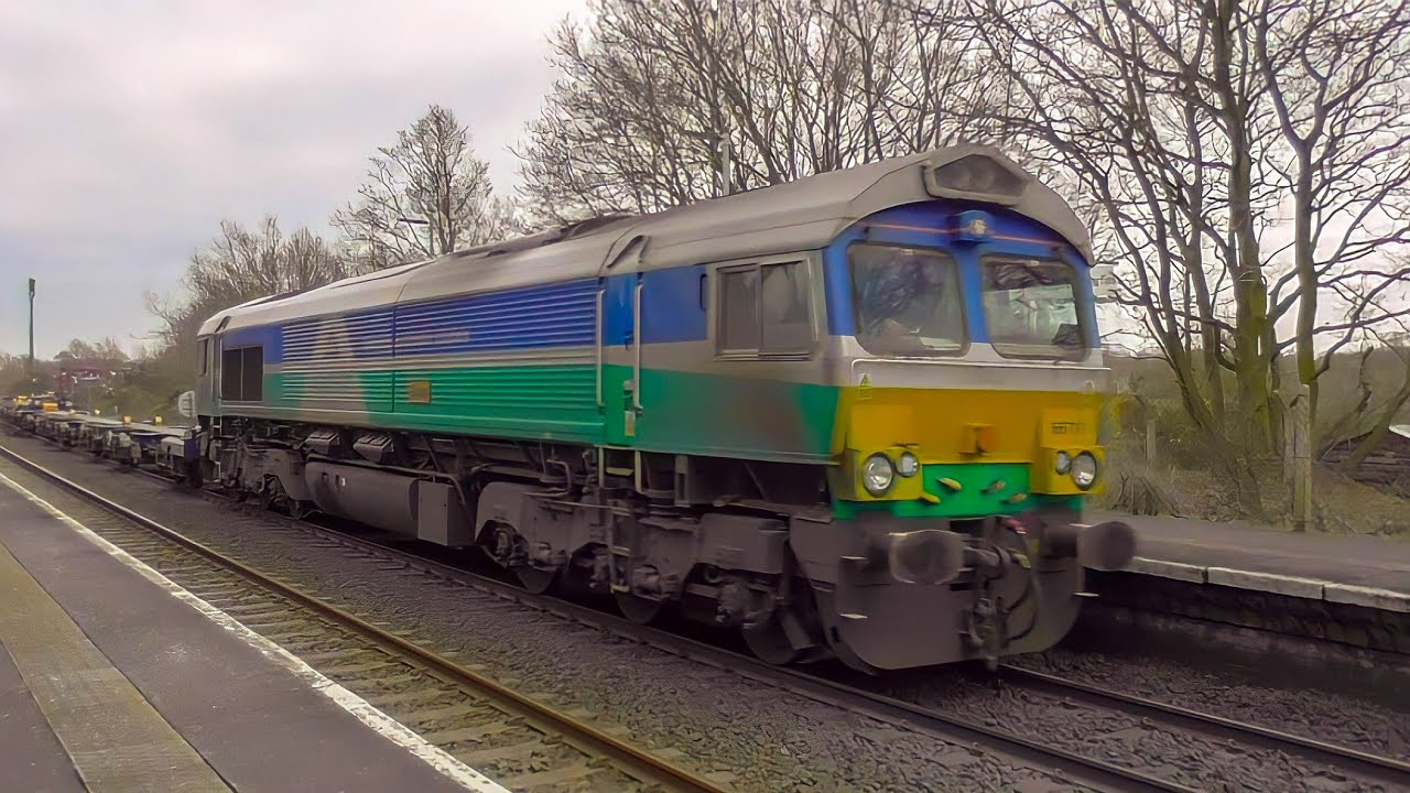 Class 66 Container Freight Trains passing through Westerfield 26/1/22 ...