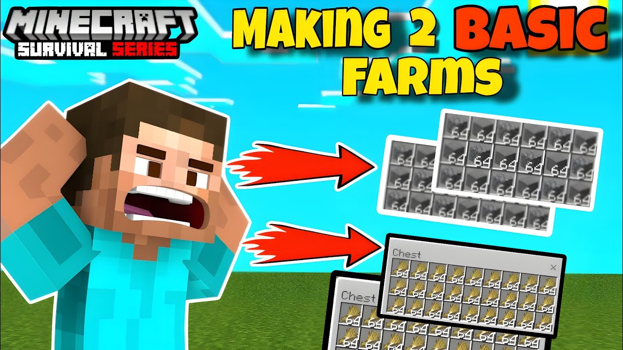 MAKING (2) *BASIC FARMS* IN MINECRAFT || Survival Series EP-5 (Hindi) # ...