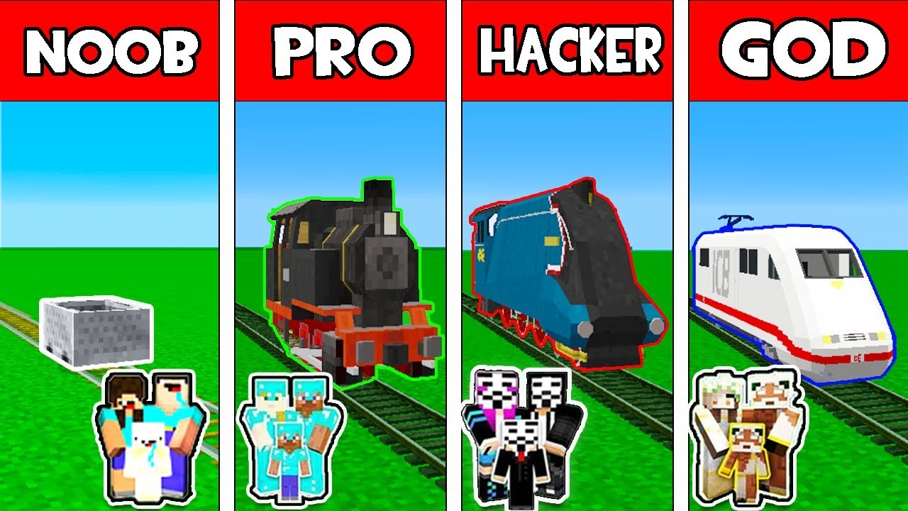 Minecraft - NOOB vs PRO vs HACKER vs GOD : FAMILY TRAIN in Minecraft ...
