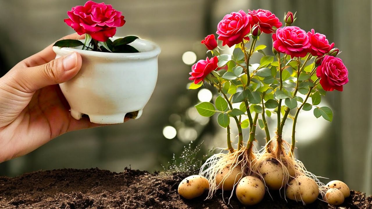 New scientific research (using potatoes to propagate roses) - YouTube