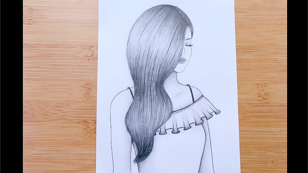 How to draw a girl with long Hair - Step by step Pencil Sketch for ...