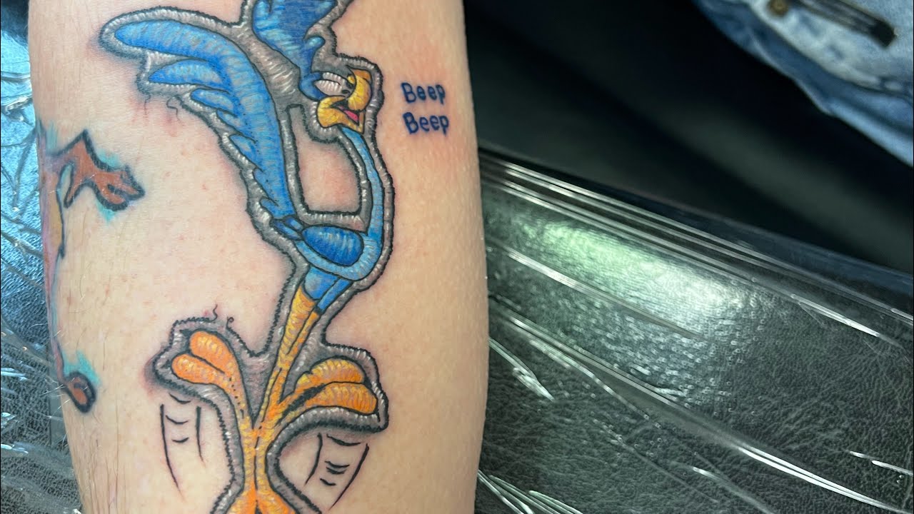 Patch Tattoo of Loony Tunes the Road Runner - YouTube