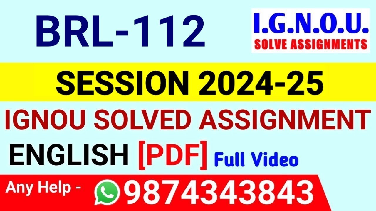 BRL 112 Solved Assignment 2024-25 English, BRL 112 Solved Assignment 24-25, BRL-112 Assignment ...