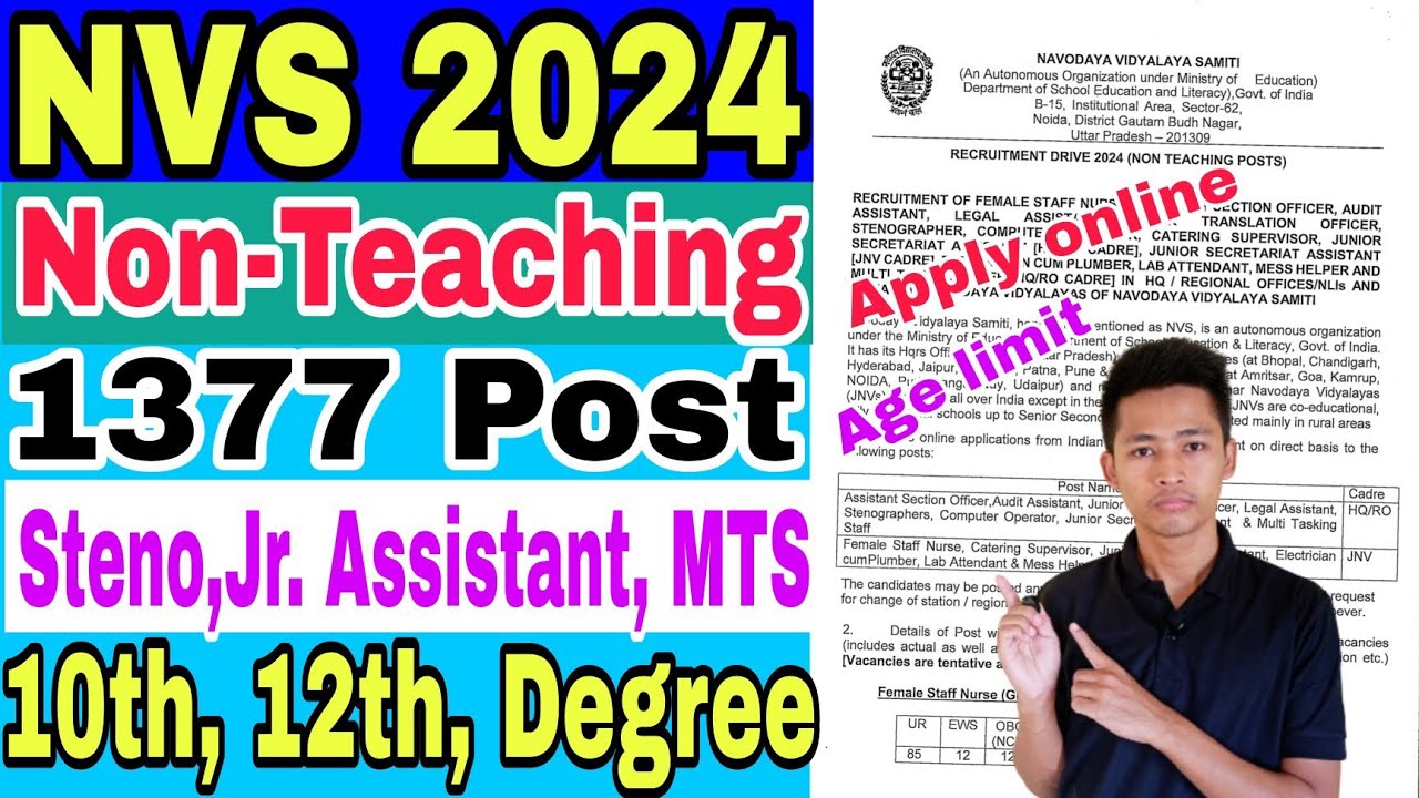 NVS New vacancy 2024, Non Teaching 1377 Post, Apply Online Form, 10th ...