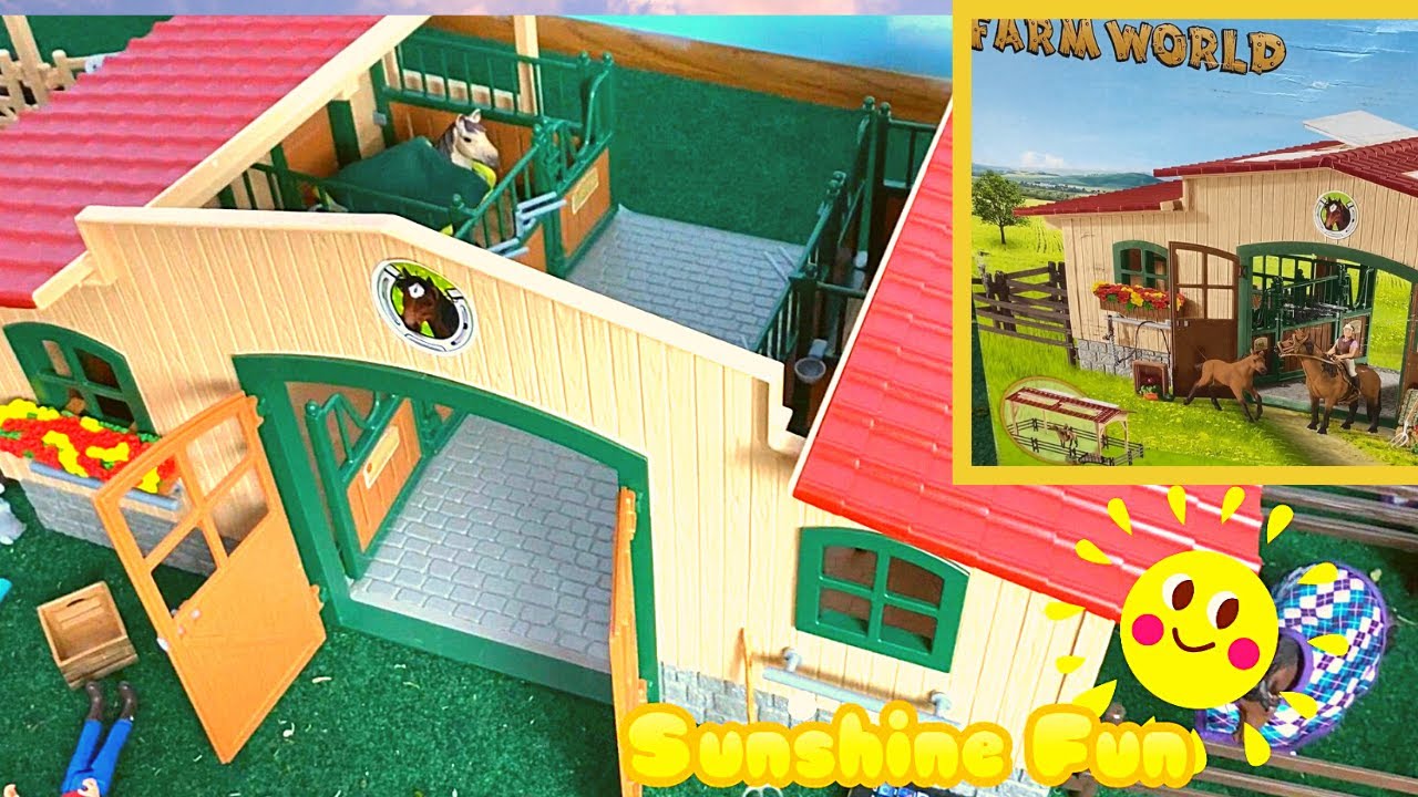 Schleich Farm World Horse Stable Set Unboxing and Building - YouTube
