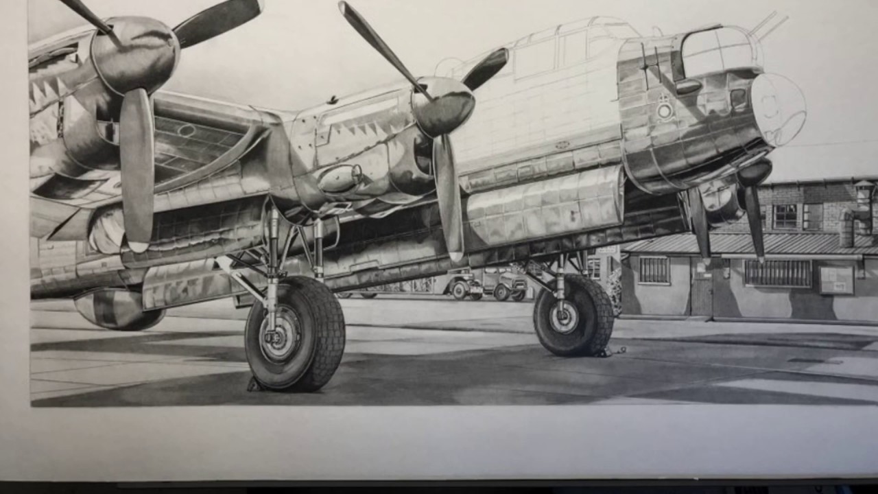 Lancaster bomber Graphite drawing - YouTube