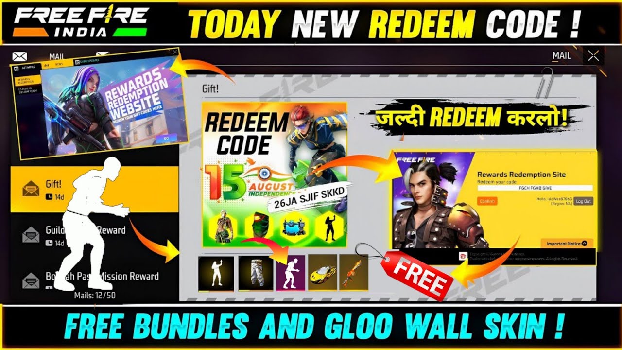 NEW REDEEM CODE आ गया।🤩 | FREE FIRE REDEEM CODE FREE REWARDS😱 | FREE ...