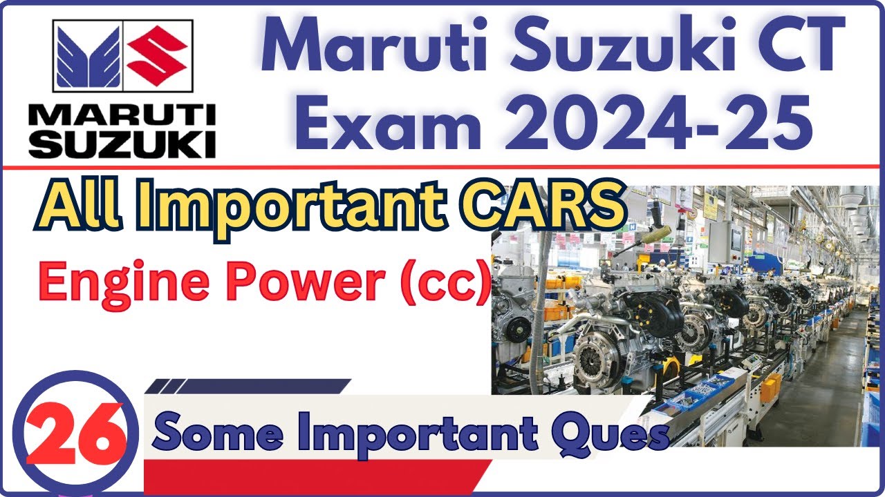 🔴 CT Exam 2025 Cars Engine Power Part- 26 | Maruti Suzuki CT Exam 2025 ...