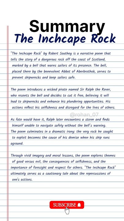 The Inchcape Rock Summary HSC english class 12 #shorts #story #summary ...
