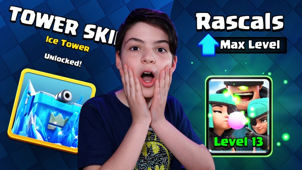 UNLOCK ICE TOWER SKIN & RASCALS LEVEL 13 (Max Level) - Clash Royale ...