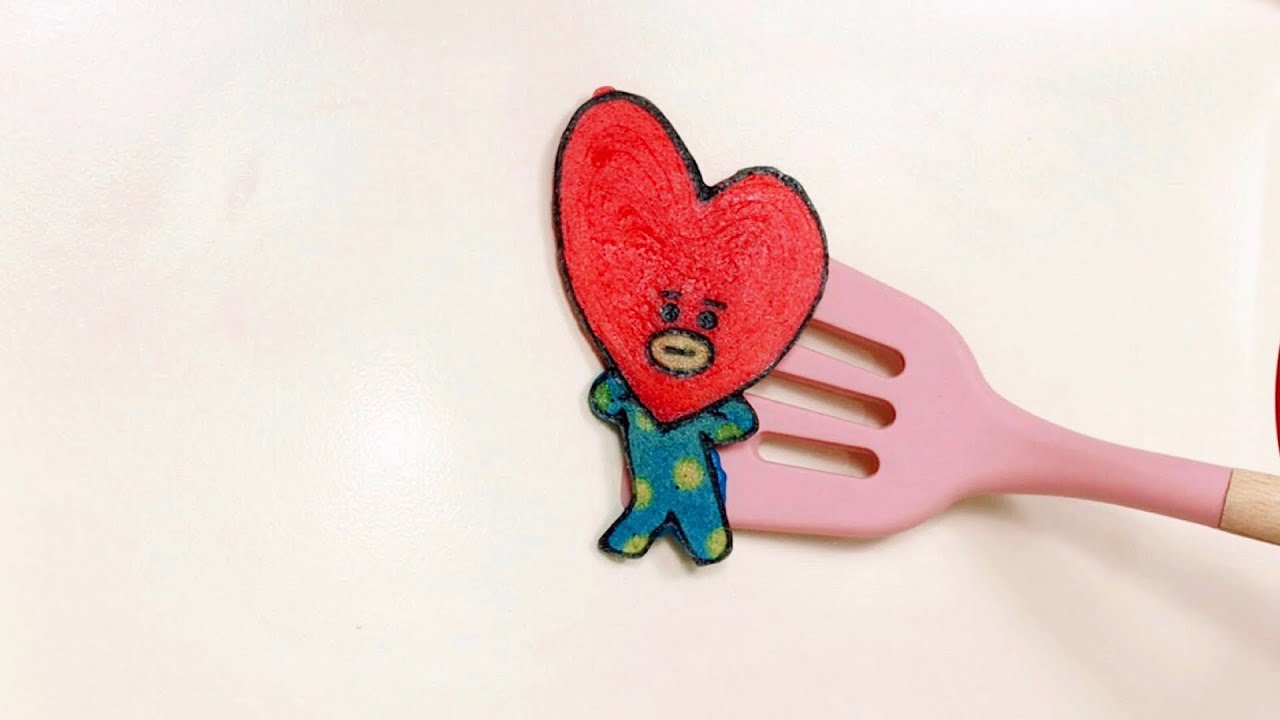 BTS (방탄소년단) BT21 Tata (edible) Pancake art bp47 | Honeybee - YouTube
