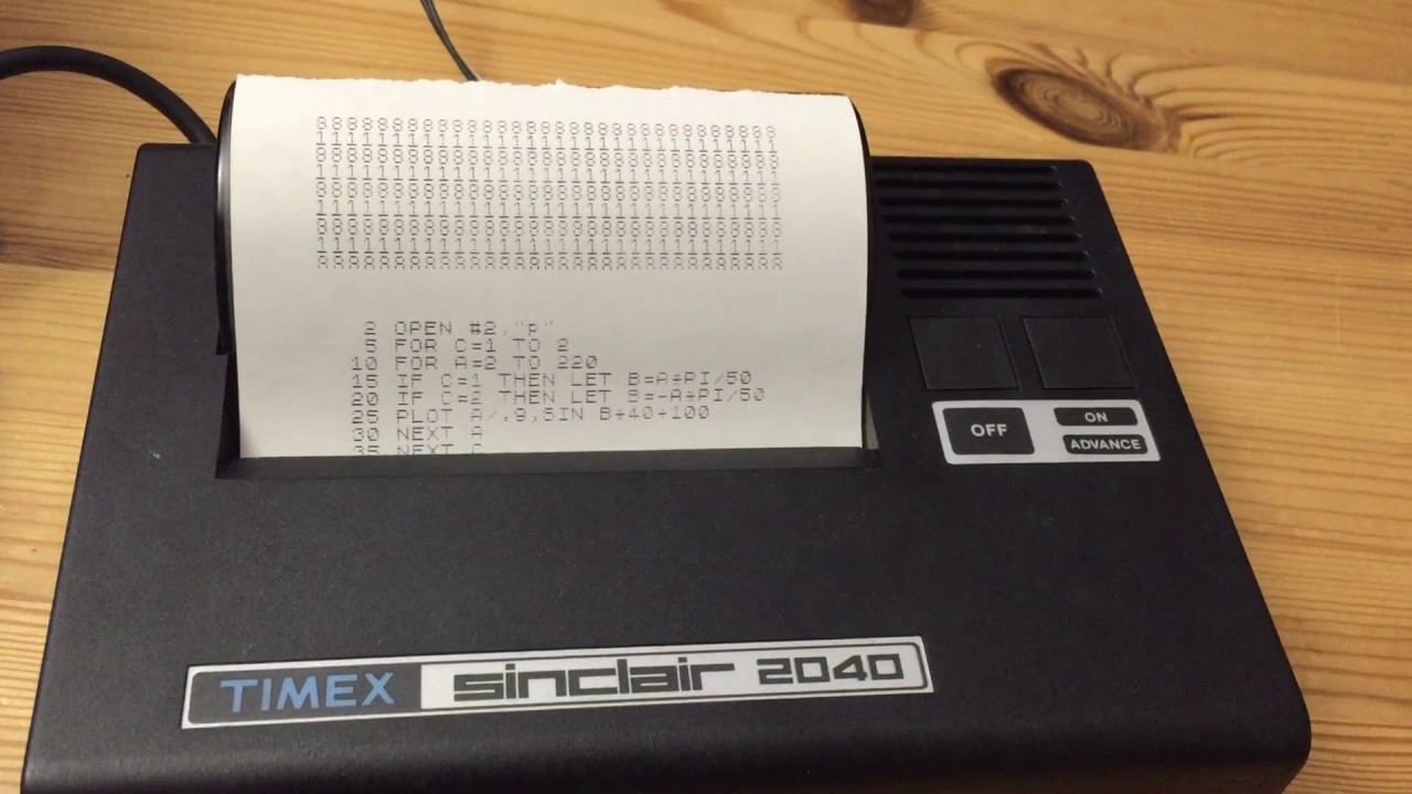Printing a Sinus Curve with the Timex Sinclair 2040 - YouTube