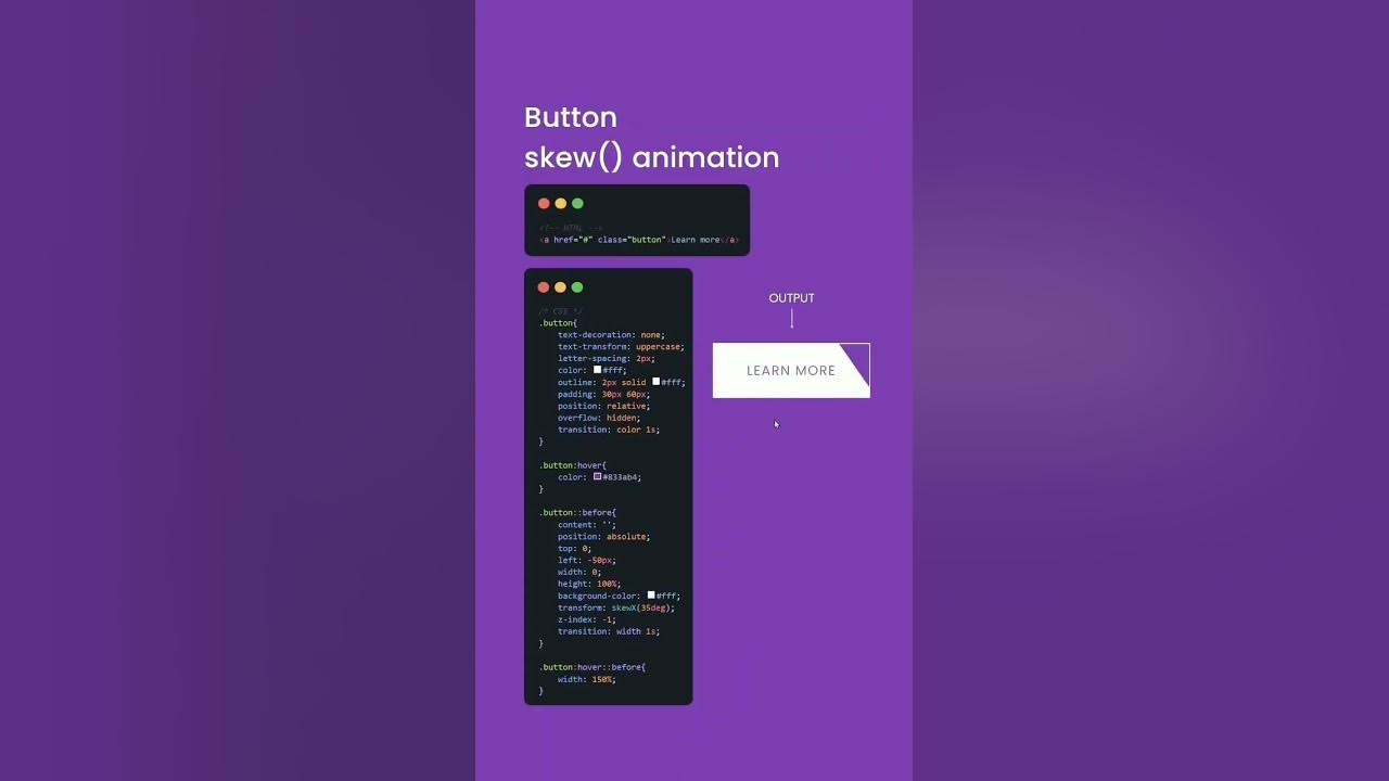 Button Skew Animation Using Css The Indian Coder Youtube