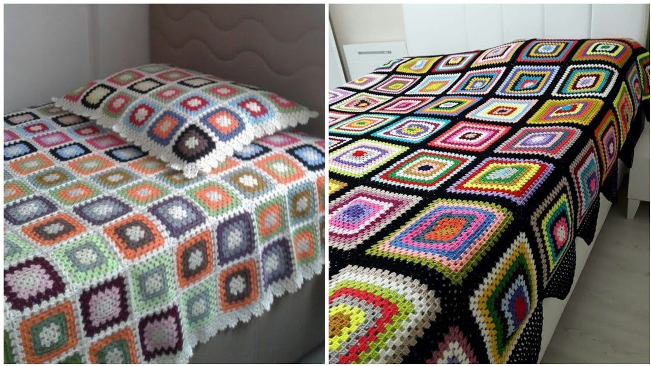 Very Stylish #crochet bed sheets with crochet granny square patterns # ...