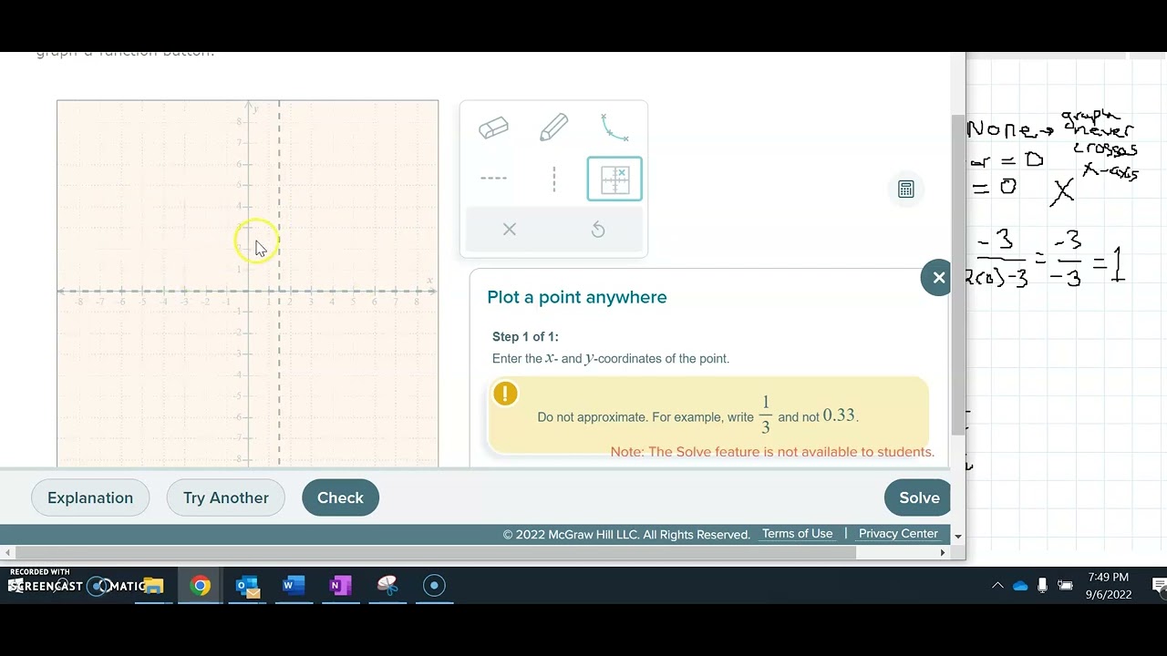 Graphing a rational function and using homework graphing tool - YouTube