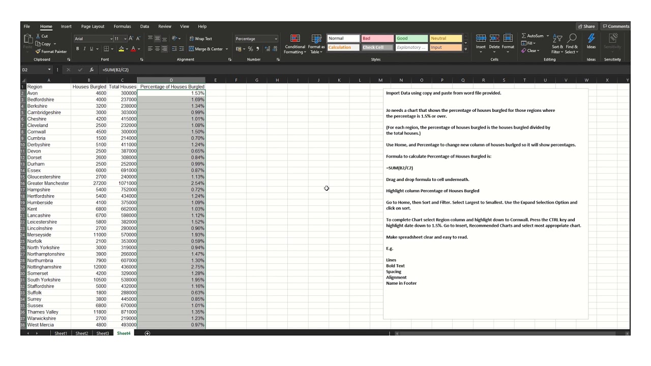 Level 2 OCR Spreadsheet Percentages - YouTube