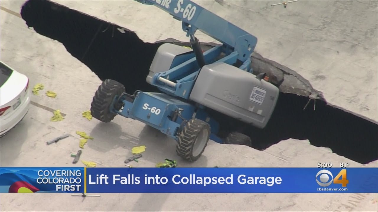 Lift Falls Into Collapsed Parking Structure - YouTube
