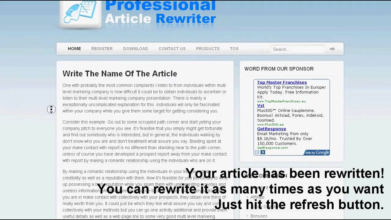 Professional Article Rewriter Demo - YouTube