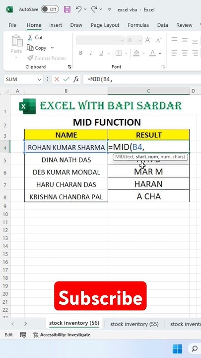 MID Formula in Ms Excel 🔥 | #shorts #excelwithbapisardar #exceltips #midformula - YouTube