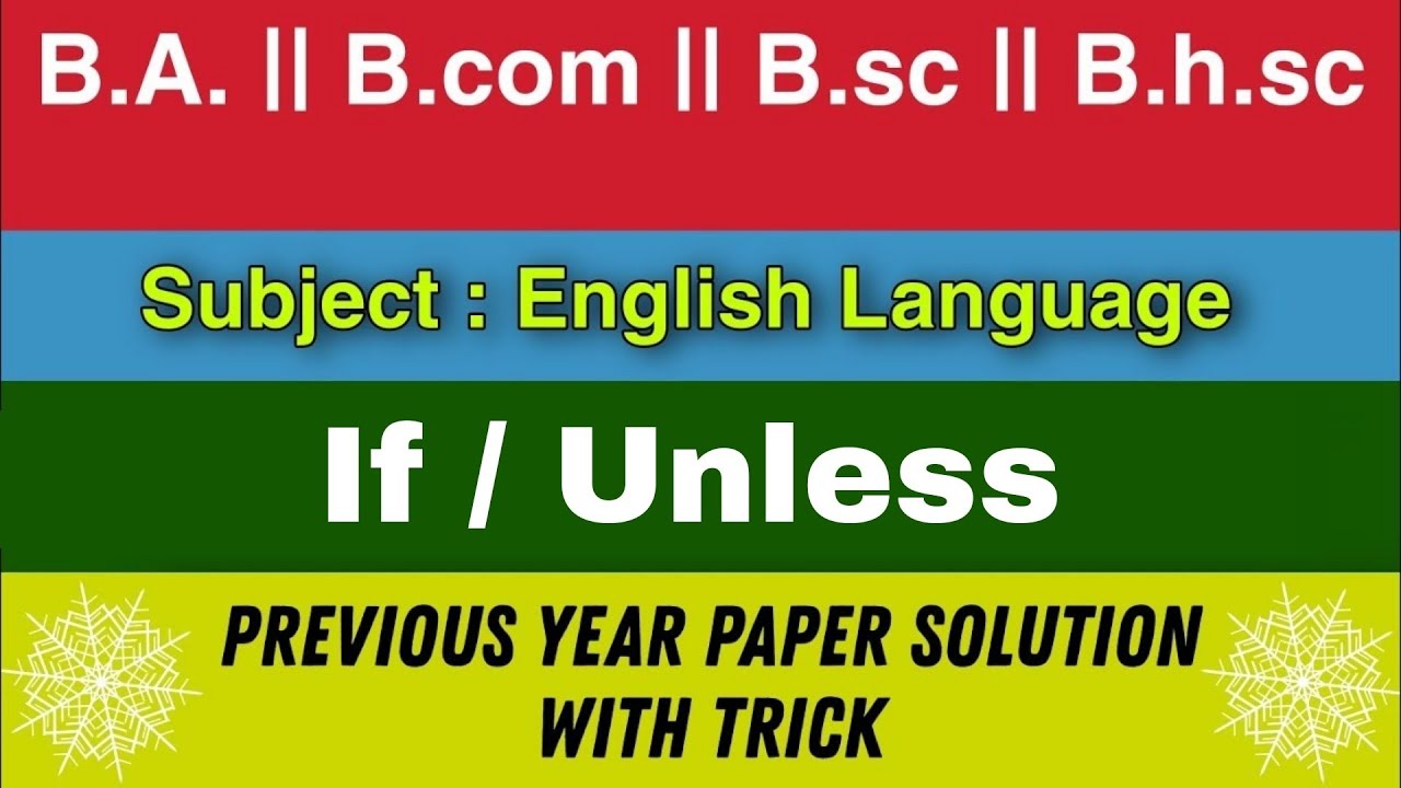 If, unless english grammar with trick || B.A | B.com | B.sc exam paper ...