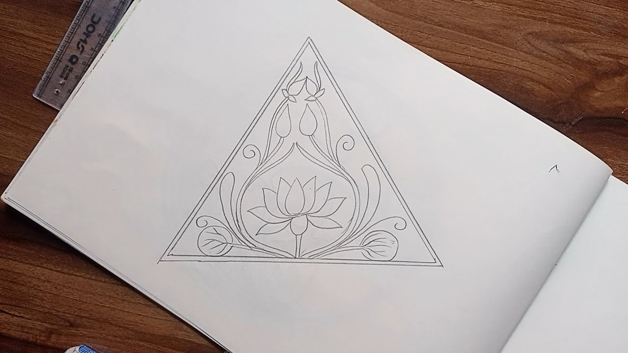 Alekhan || how to draw Lotus aalekhan drawing in triangle - YouTube