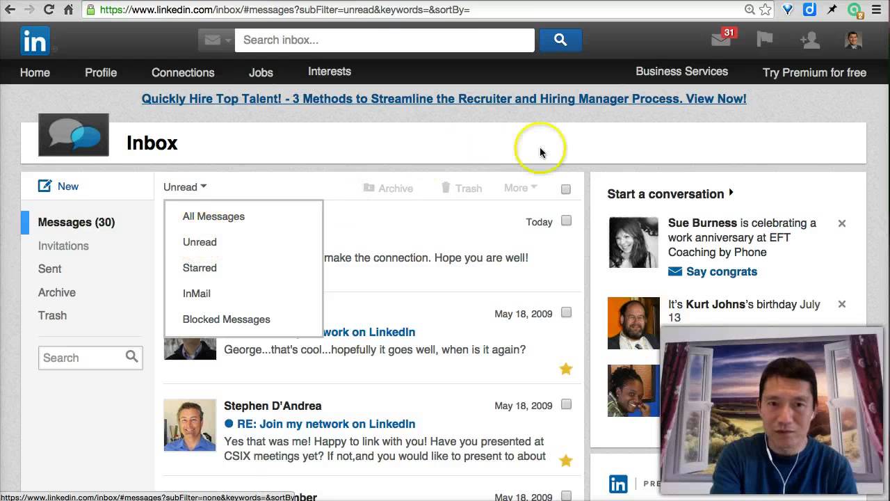 LinkedIn Training: Efficiently managing the LinkedIn inbox / private ...