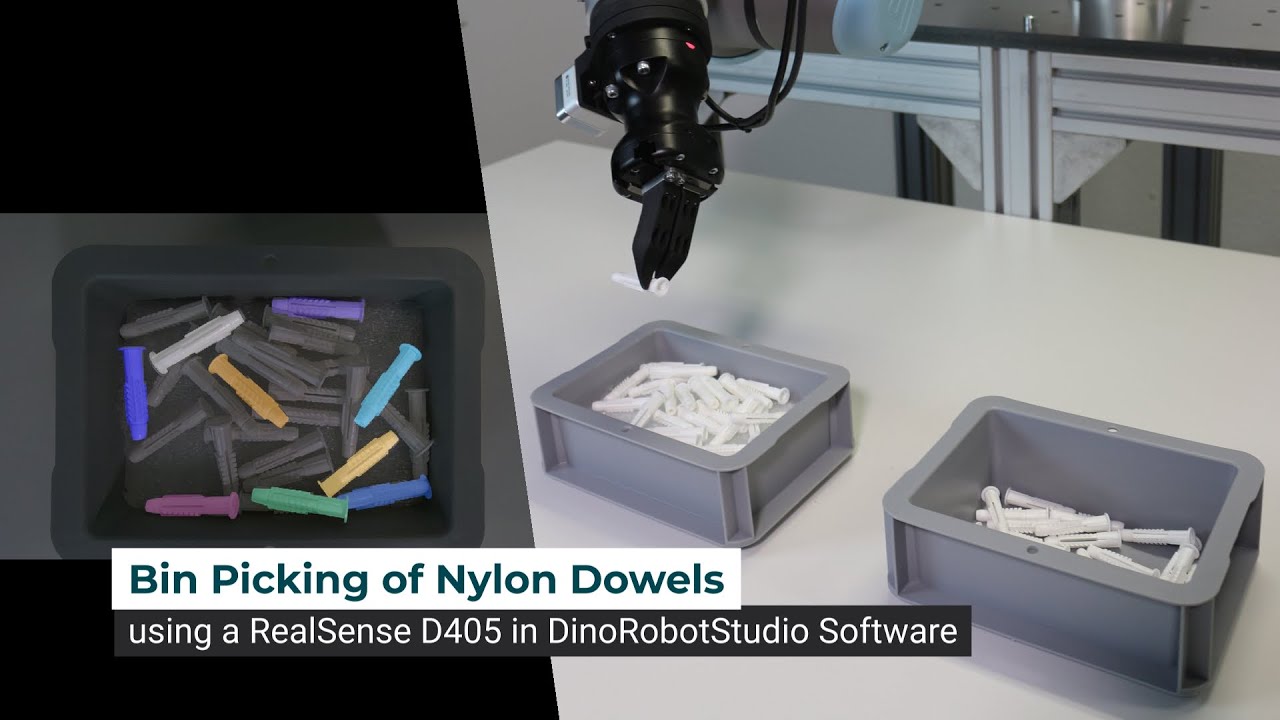 Bin Picking of Nylon Dowels using a RealSense D405 in DinoRobotStudio ...