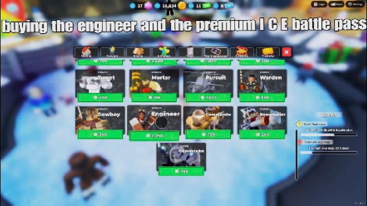 Buying the engineer and the premium I C E battle pass in tds - YouTube