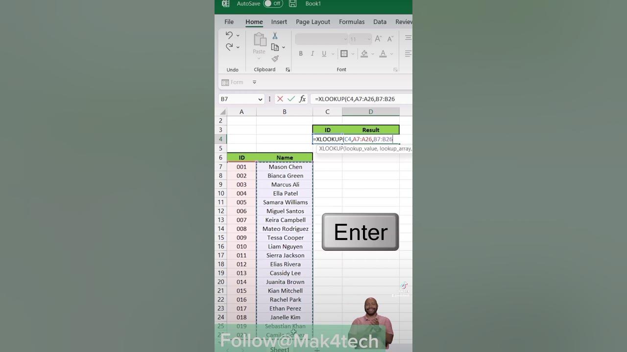 Use Xlookup To Find A Person Name In Excel Sheetexcel Shortsvideo Reels Shortreels