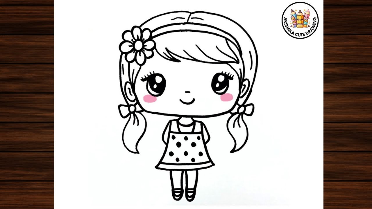How to Draw A Cute Girl Easy Step by Step | Arshaka Cute Drawing - YouTube