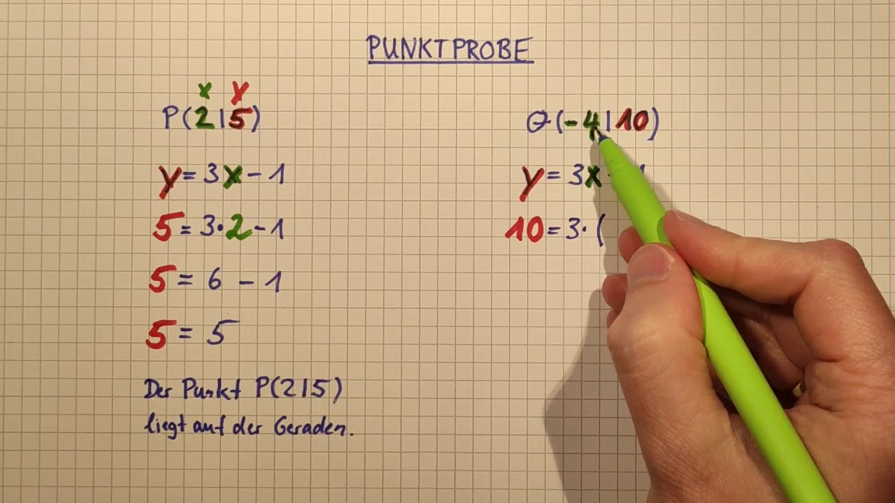 Lineare Funktionen - Punktprobe | Mathe Mit MatheManu - YouTube