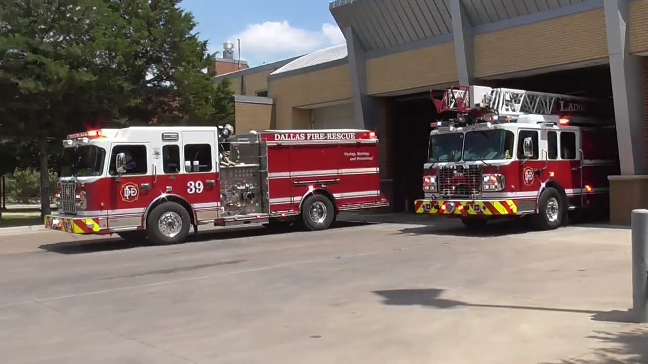 [Dallas Fire-Rescue] Engine 39 and Truck 39 responding - YouTube
