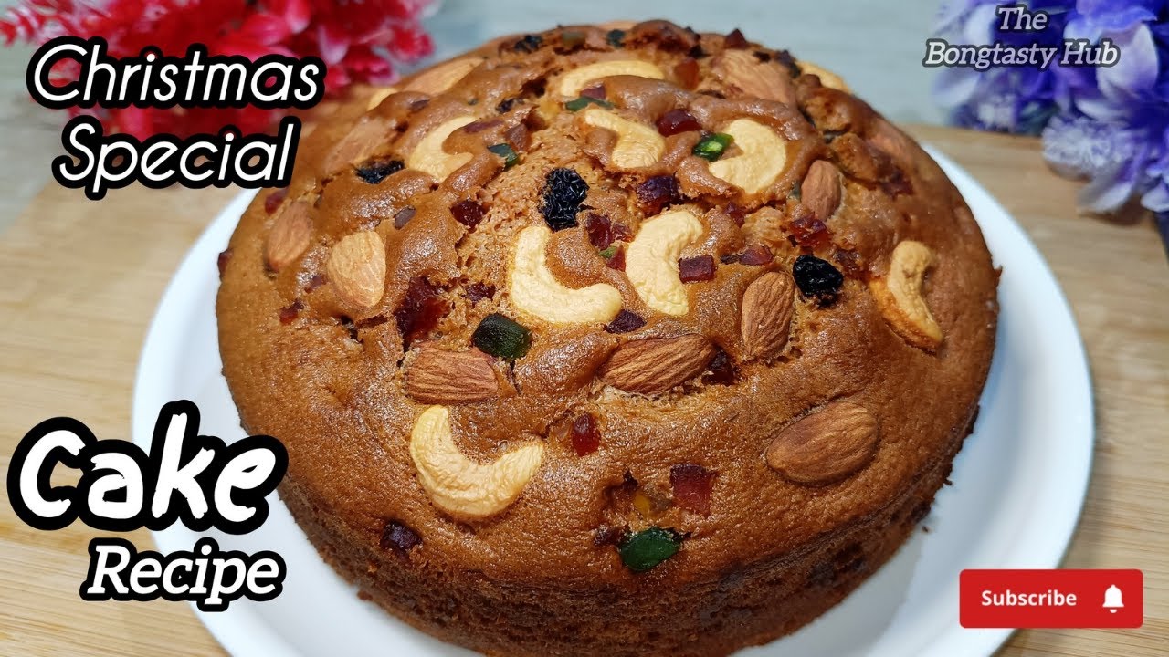 Christmas Special Soft Spongy Eggless Cake Recipe || No Oven Cake ...