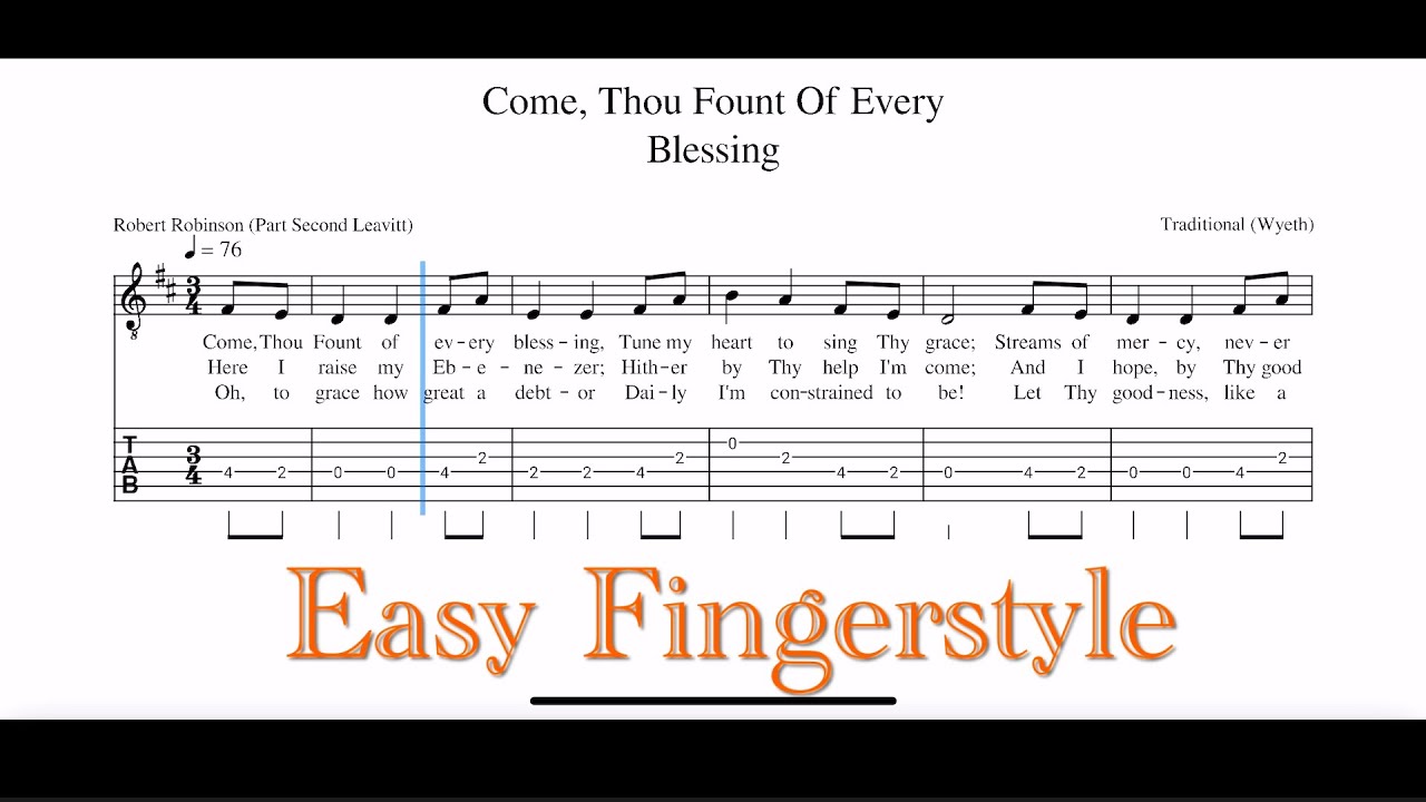 Come, Thou Fount of Every Blessing | Very EASY Fingerstyle Guitar ...