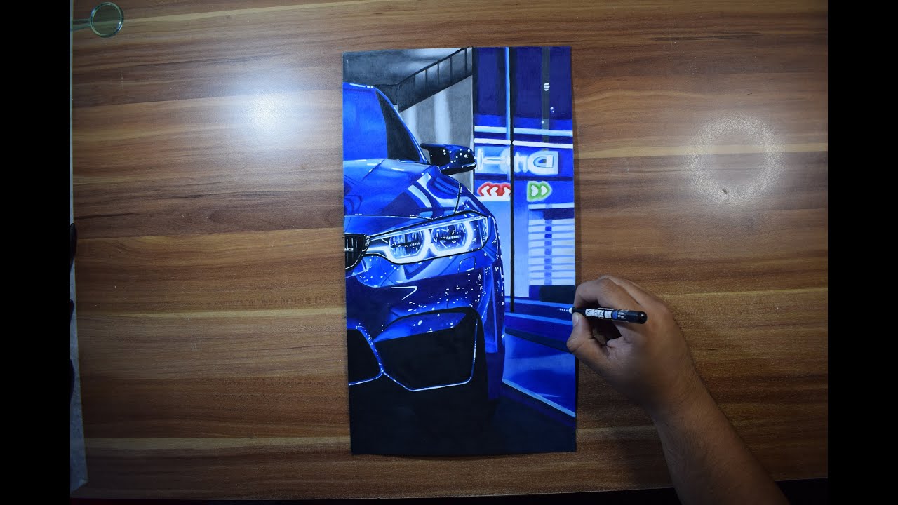 Realistic Car Drawing | BMW M3 Pencil Drawing - YouTube