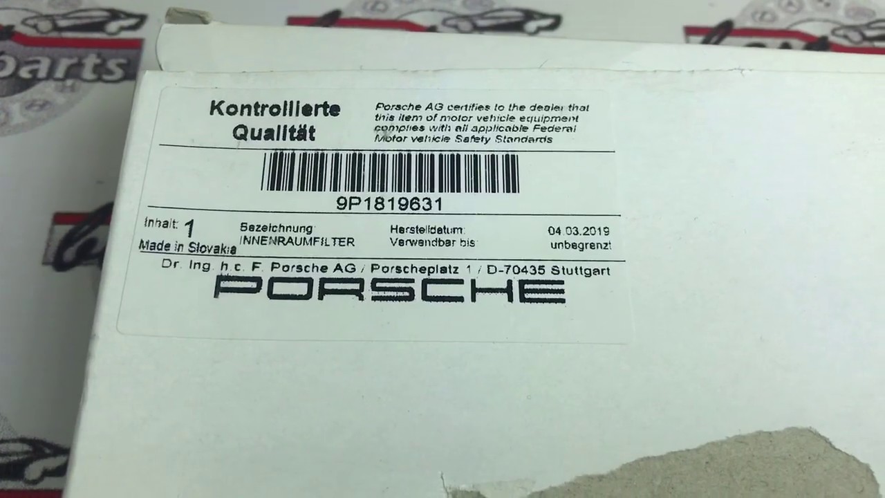 9P1819631, 9P1 819 631 Фильтр салона Porsche Boxster 981 / Cayman 981C ...