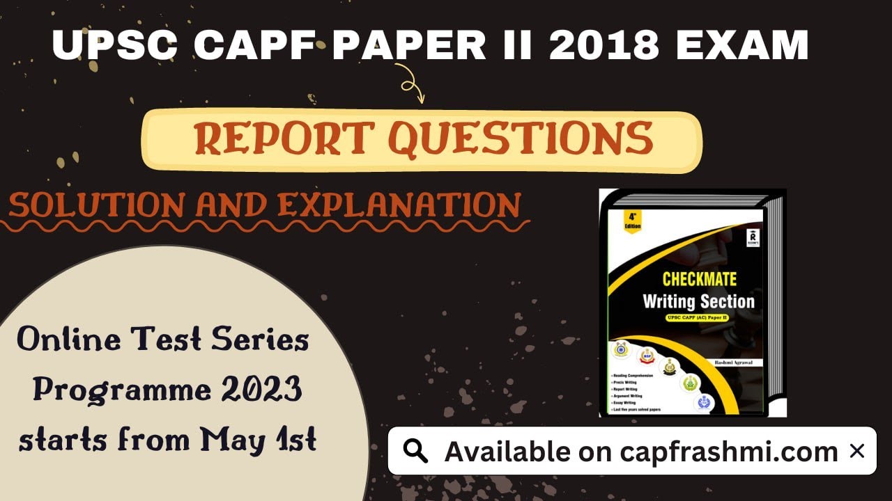 Report Questions | CAPF Paper II 2018 | Solution & Explantion ...