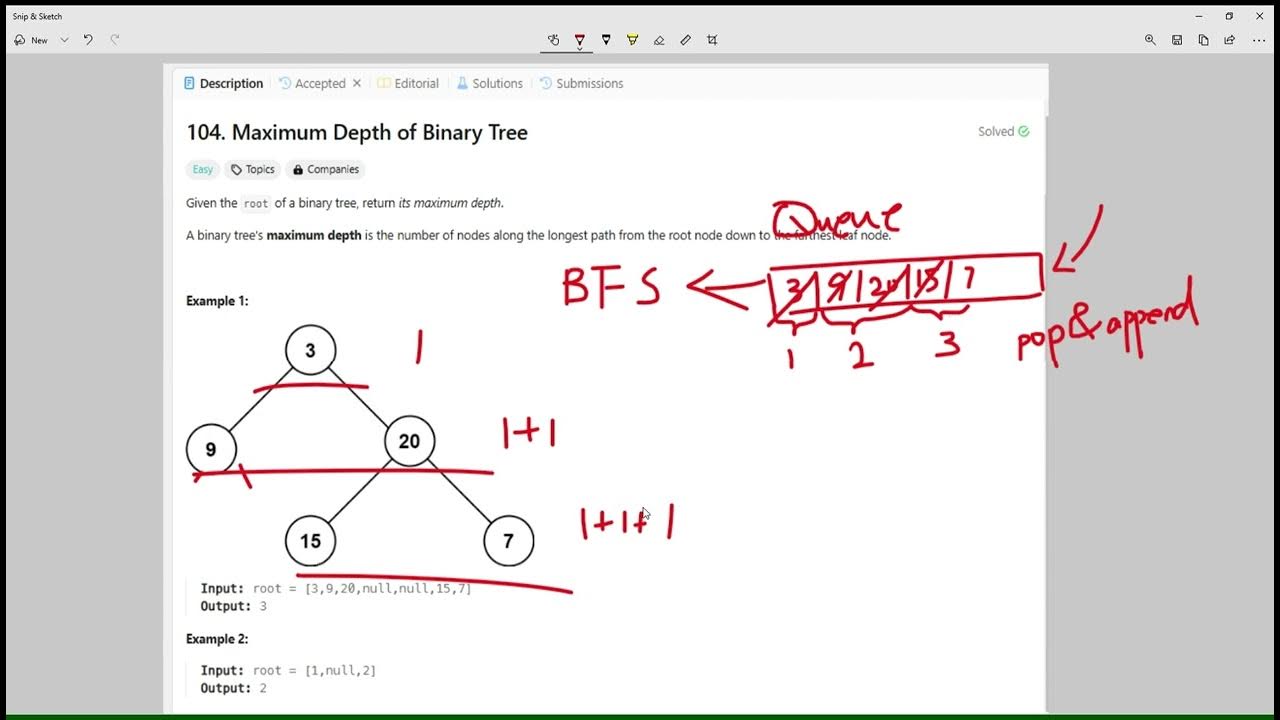 LeetCode 104 Maximum Depth of Binary Tree - YouTube