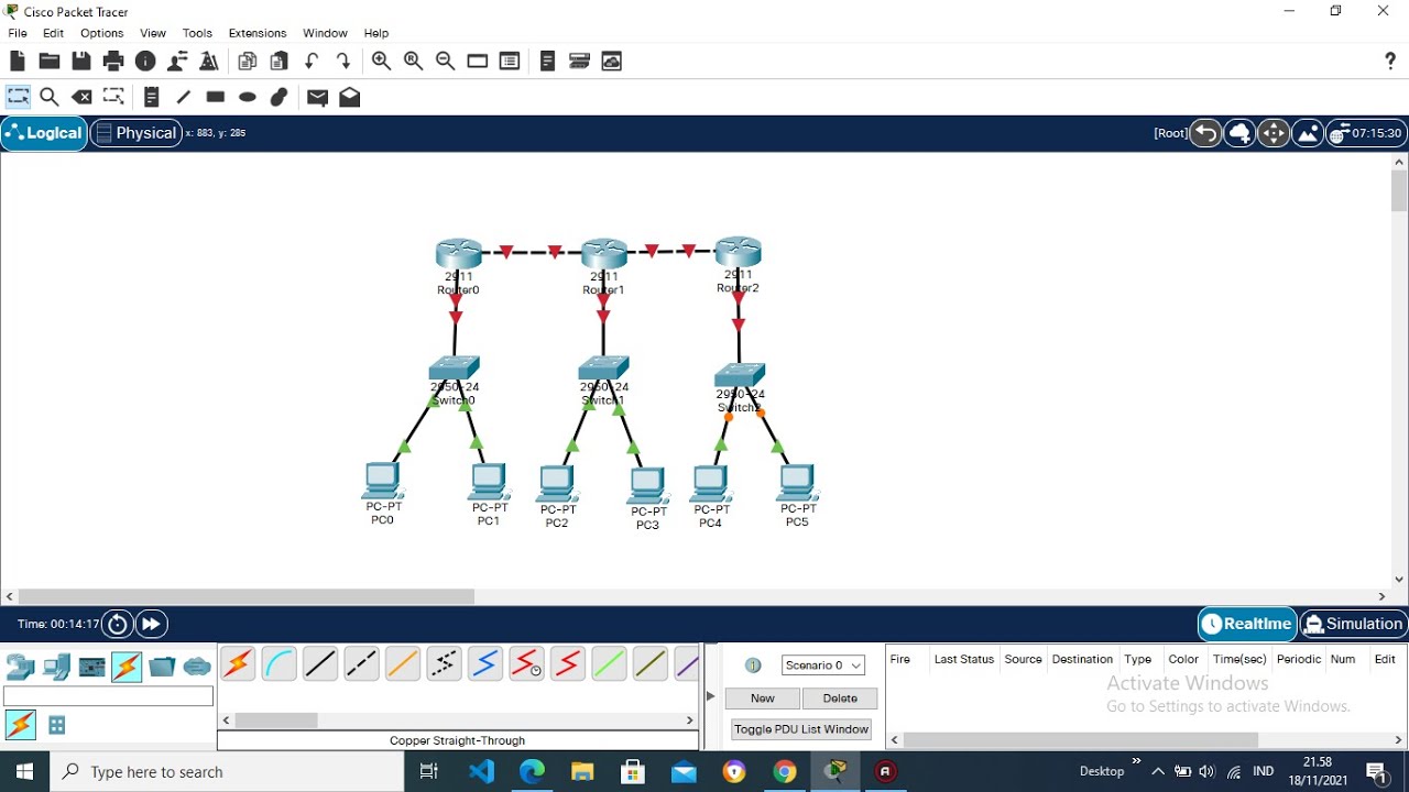 Konfigurasi Routing OSPF == 3 Router 3 Switch 6 PC - YouTube