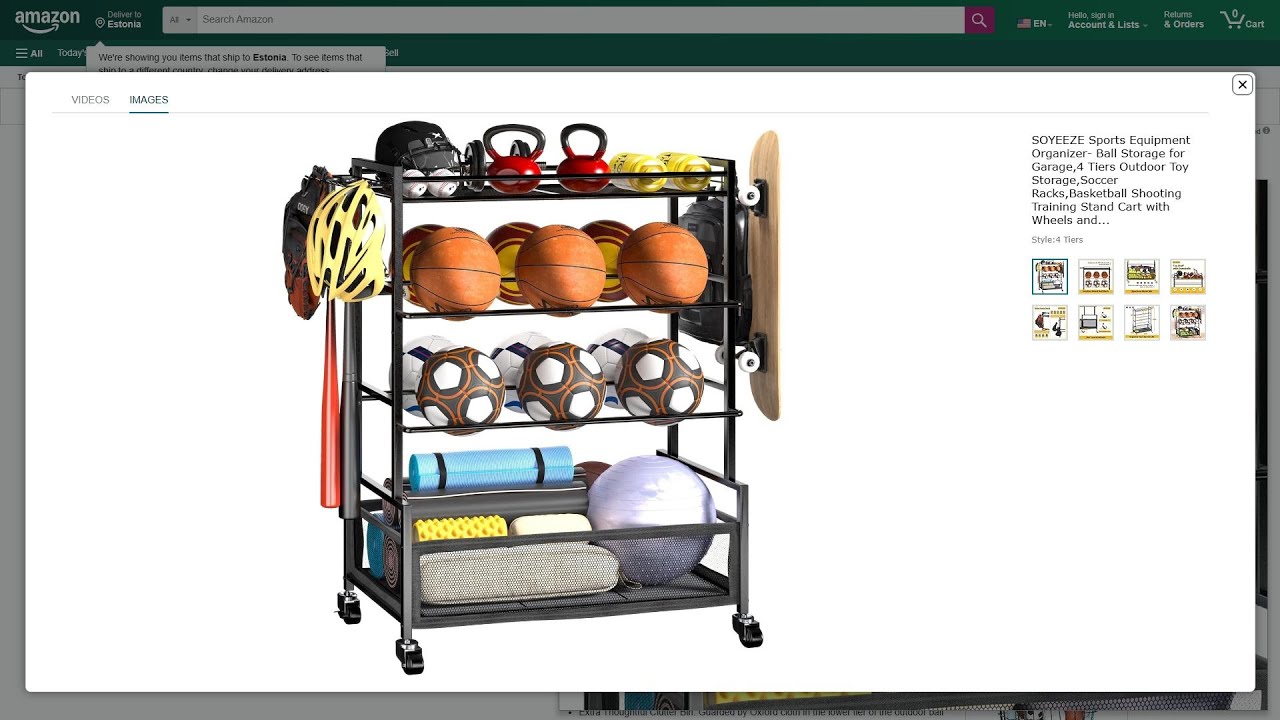 Soyeeze Sports Equipment Organizer 4-Tier Ball Rack — Honest Garage ...
