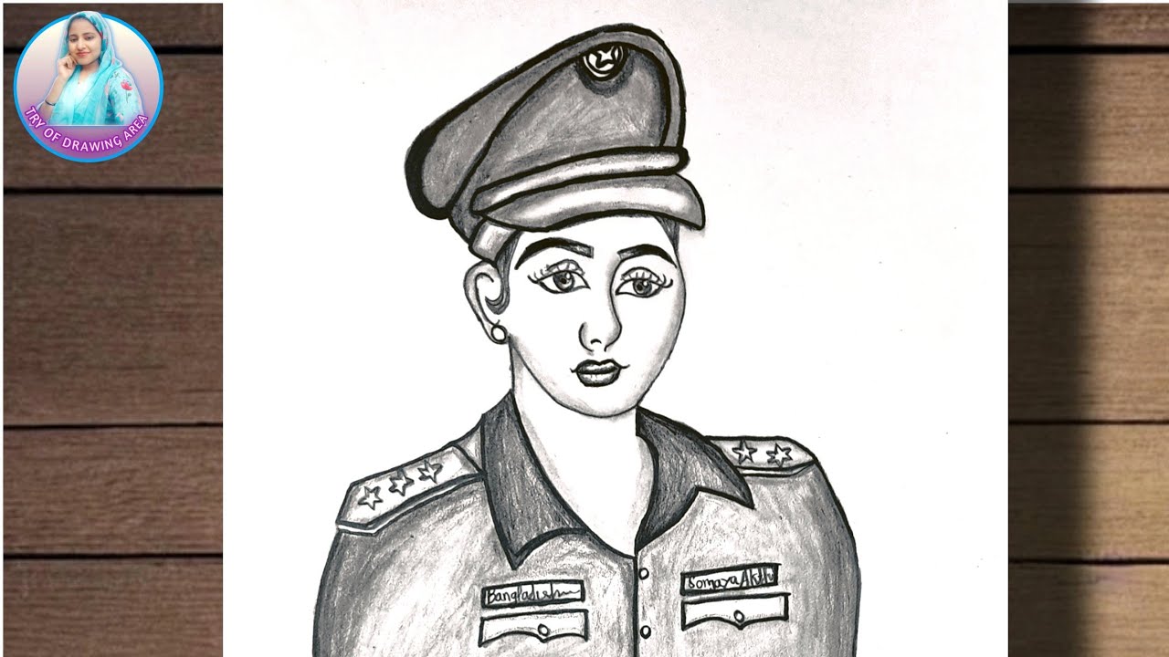 How to draw a Girl with wearing Police Uniform || IPS drawing ||step by ...