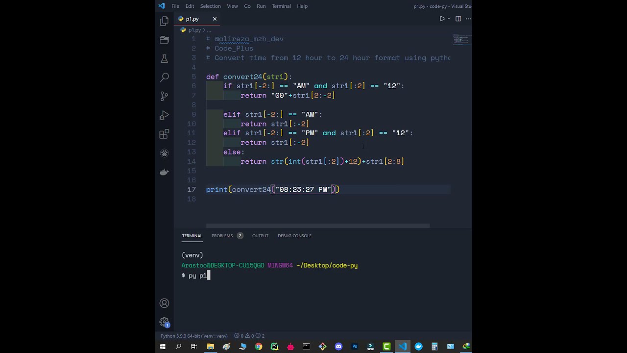 Convert Time From 12 Hour To 24 Hour Format Using Python Language YouTube Convert Time From 12 Hour To 24 Hour Format Using Python Language YouTube