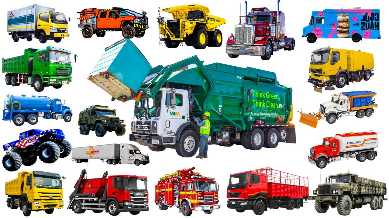 Trucks for Kids – Big Trucks Learning Video | Garbage Truck, Fire Truck ...
