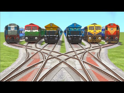 6 TRAIN CROSSING ON CONFUSED 😕 RAILROAD TRACK | Diesel India | Train ...