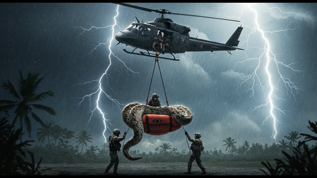 Giant Python Caught in Epic Storm – Shocking Military Helicopter Rescue ...