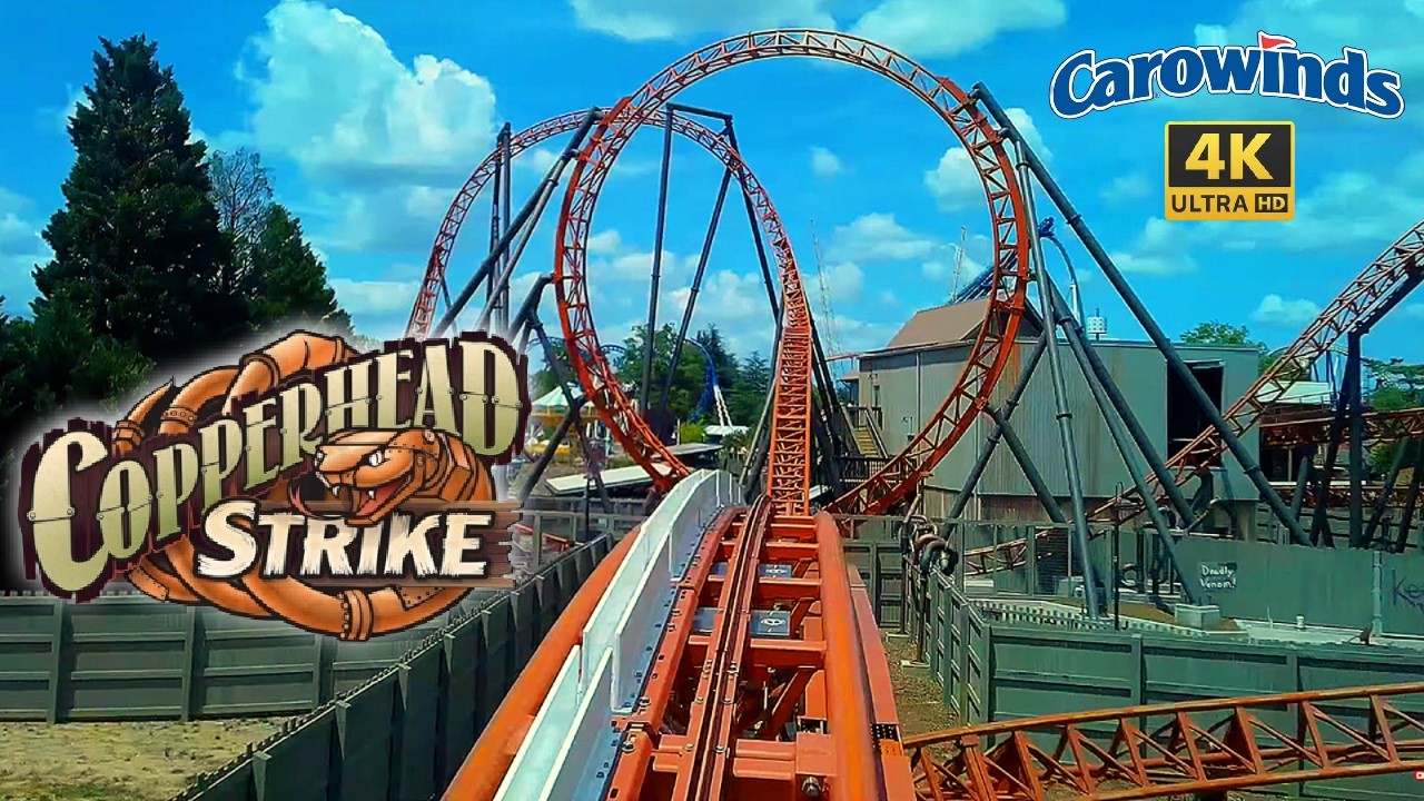 Copperhead Strike Front Row 4K POV Multi-Launch Coaster Carowinds - YouTube
