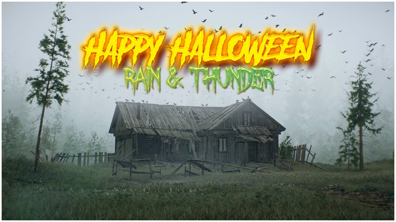 🎃 Halloween Ambience Rain and Thunder Sounds┇Spooky Halloween Ambience ...