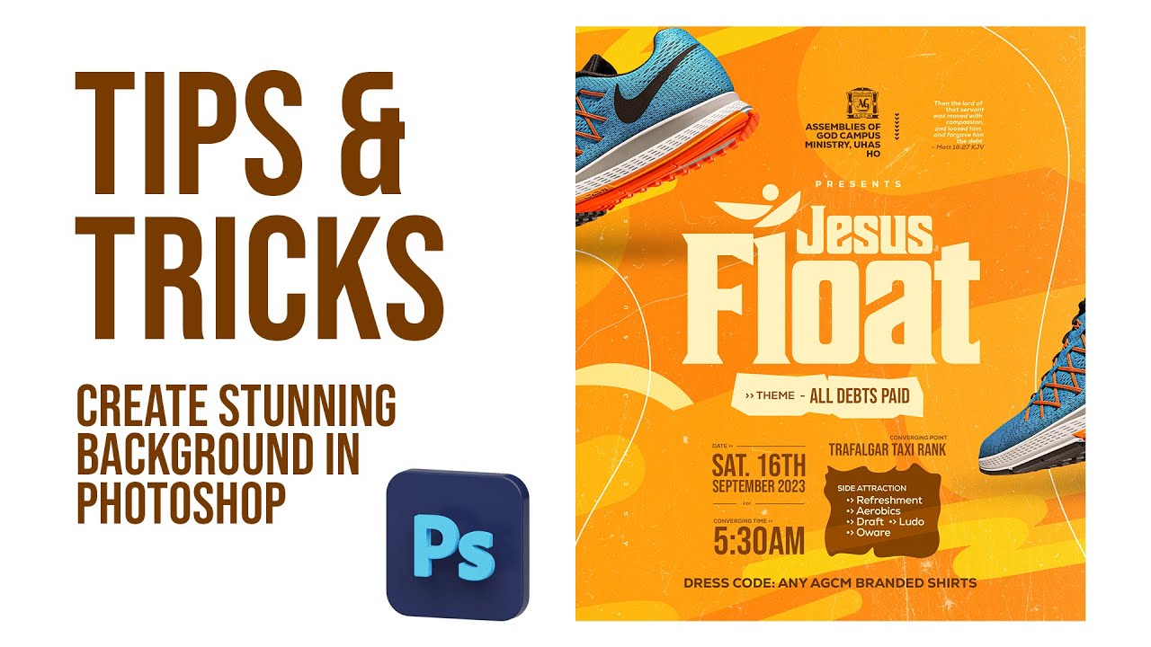 Create this FLOAT FLYER Background made easy with Photoshop - YouTube